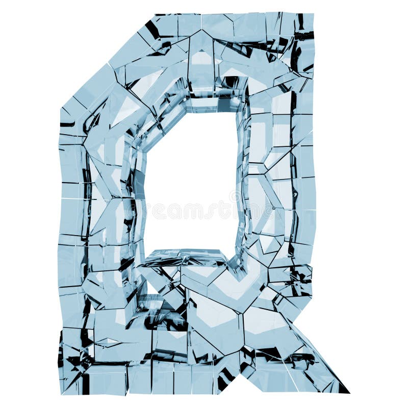 3D Rendered Illustration.Broken Glass Letter.Custom Art Font. Stock ...