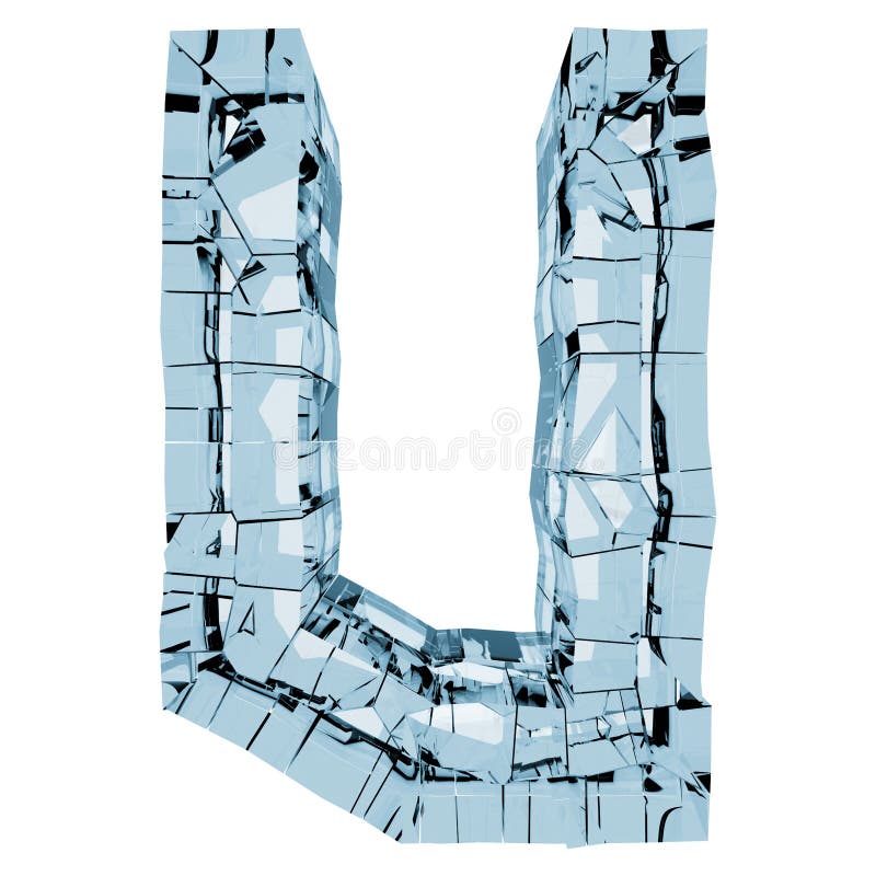 3D Rendered Illustration.Broken Glass Letter.Custom Art Font. Stock ...