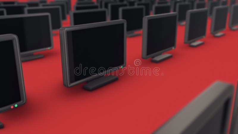 3d Rendered Illustration of Bunch of Led Tvs in a Row Stock ...