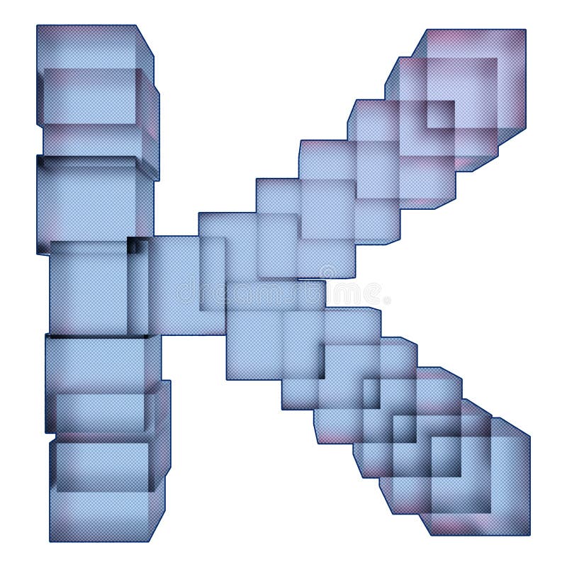 3D Rendered Illustration.Cubed Effect Letter.Decorative Art Font. Stock ...