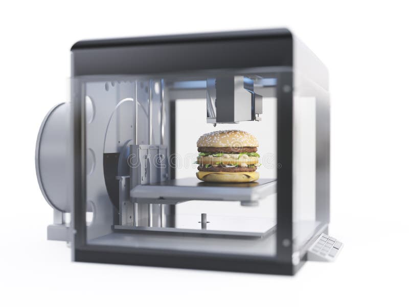 3d Printer Printing a Burger Stock Illustration - Illustration of ...