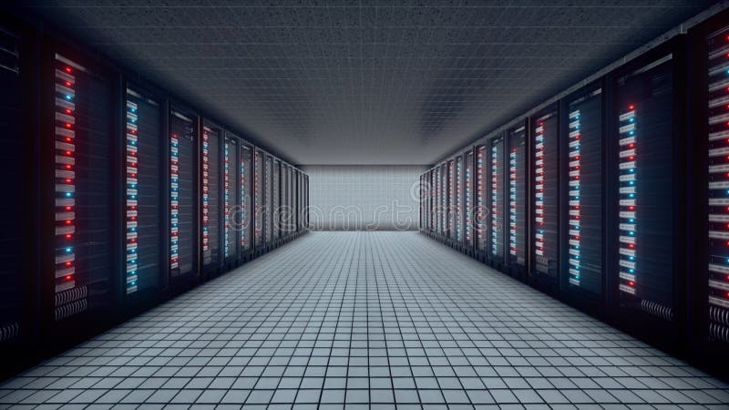 3d Rendered Illustration of Database Server Room Stock Illustration ...