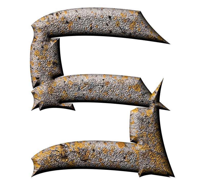 3D Rendered Illustration.Decorative Concrete Letter with Lichen and ...