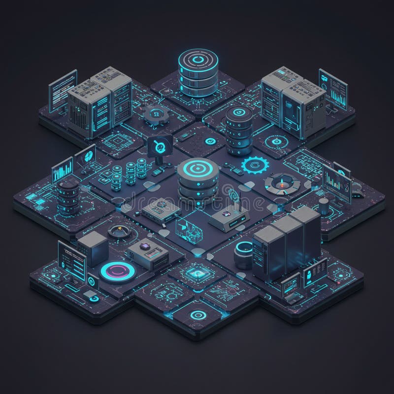 A 3D-rendered Illustration Depicting a Futuristic, Interconnected Digital Infrastructure Stock ...