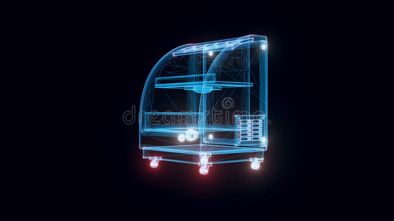 3d Rendered Illustration of Empty Display Cooler Fridge Hologram Stock ...