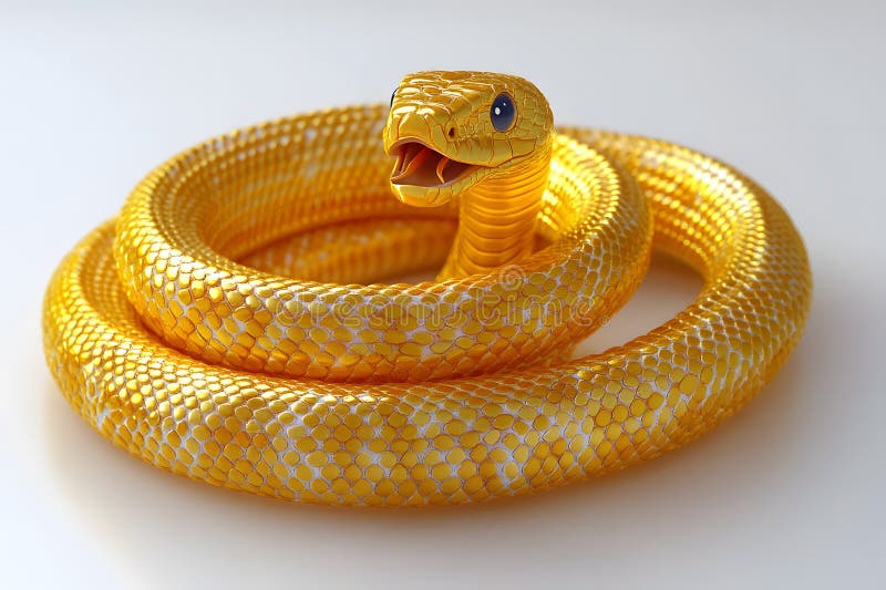 3d Rendered Illustration of a Golden Snake Isolated on a White ...