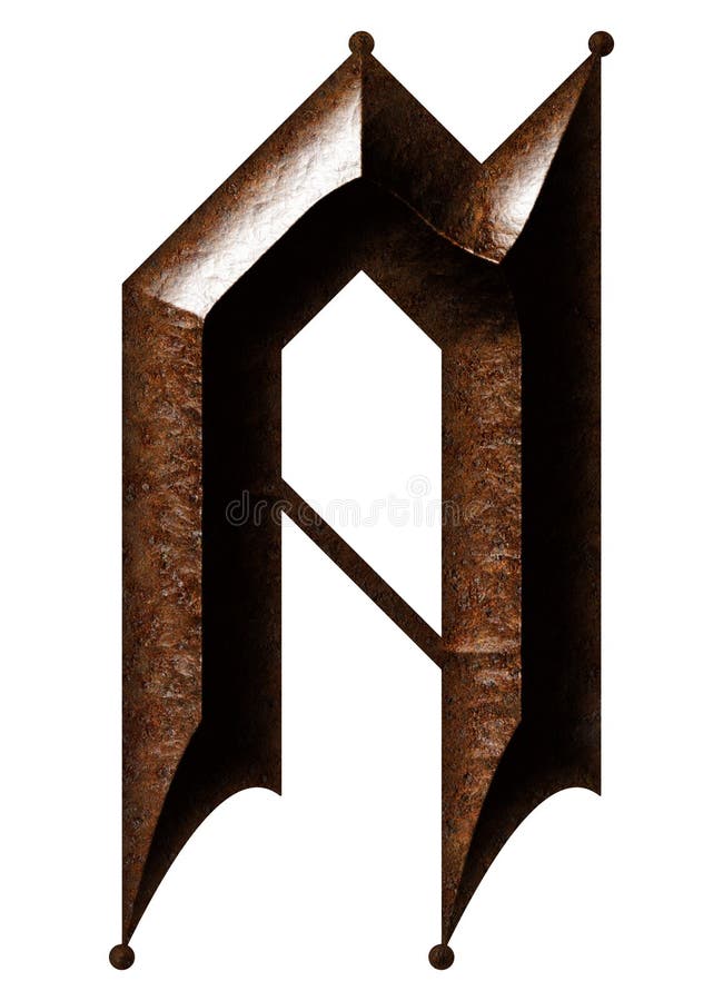 3D Rendered Illustration.Gothic Decorative Letter.Rusty Medieval Font ...