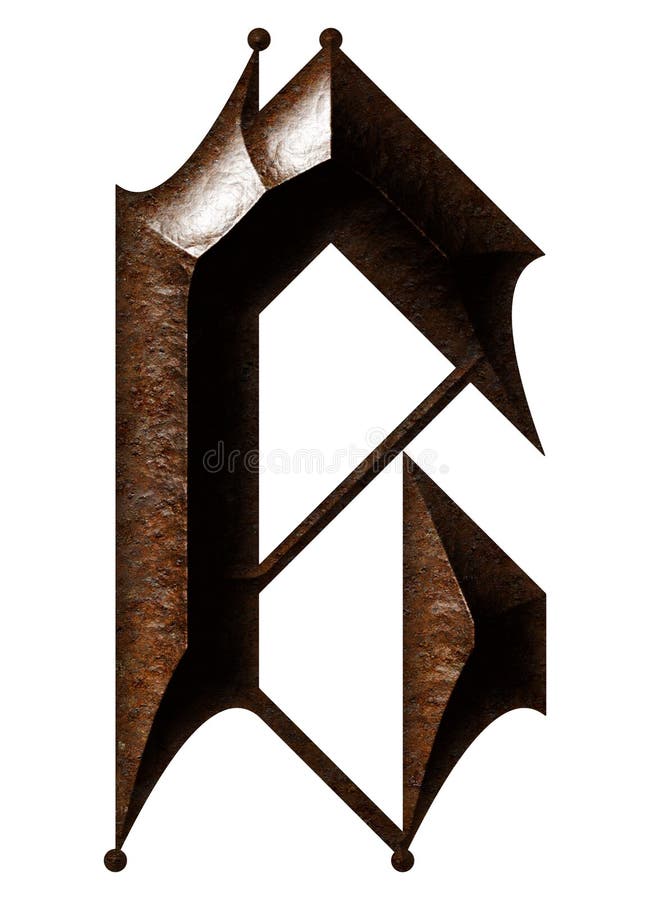3D Rendered Illustration.Gothic Decorative Letter.Rusty Medieval Font ...
