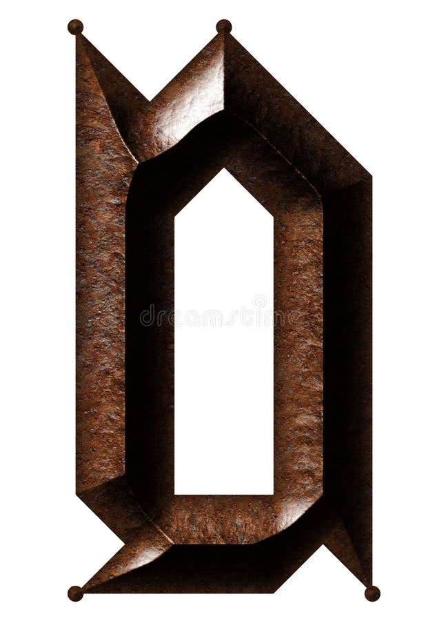 3D Rendered Illustration.Gothic Decorative Letter.Rusty Medieval Font ...