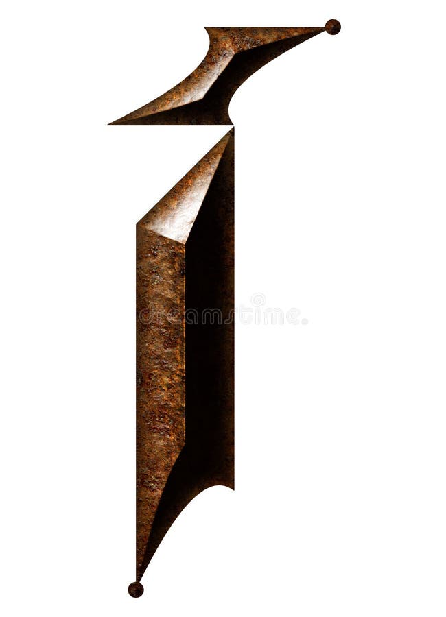 3D Rendered Illustration.Gothic Decorative Letter.Rusty Medieval Font ...