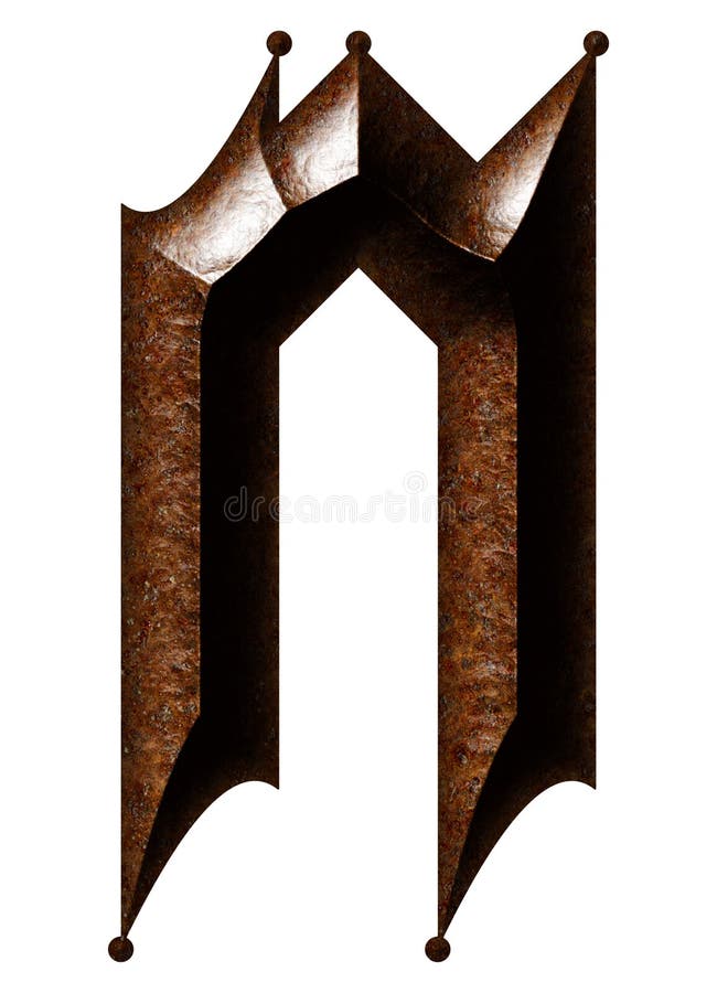 3D Rendered Illustration.Gothic Decorative Letter.Rusty Medieval Font ...