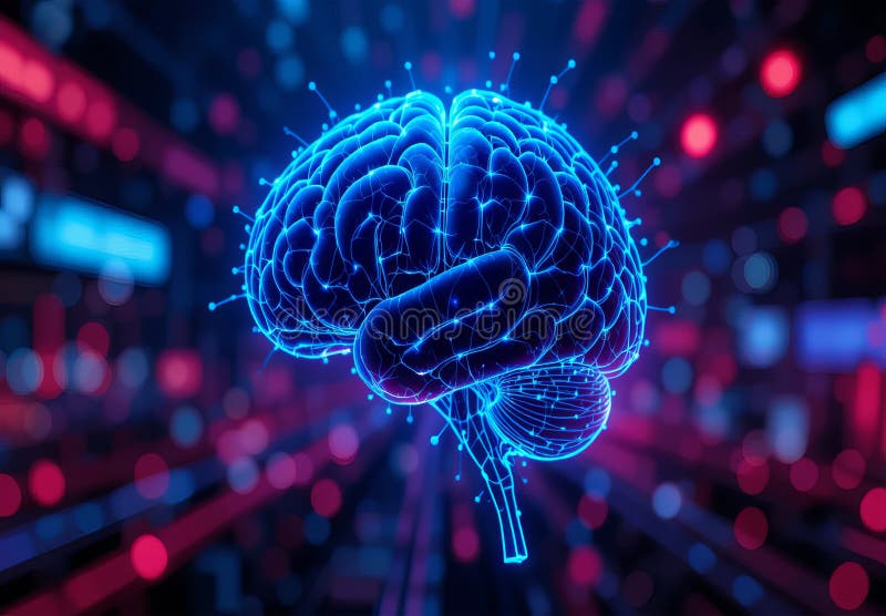 3d Render Human Brain Ai Generated Stock Image - Image of contemplation ...