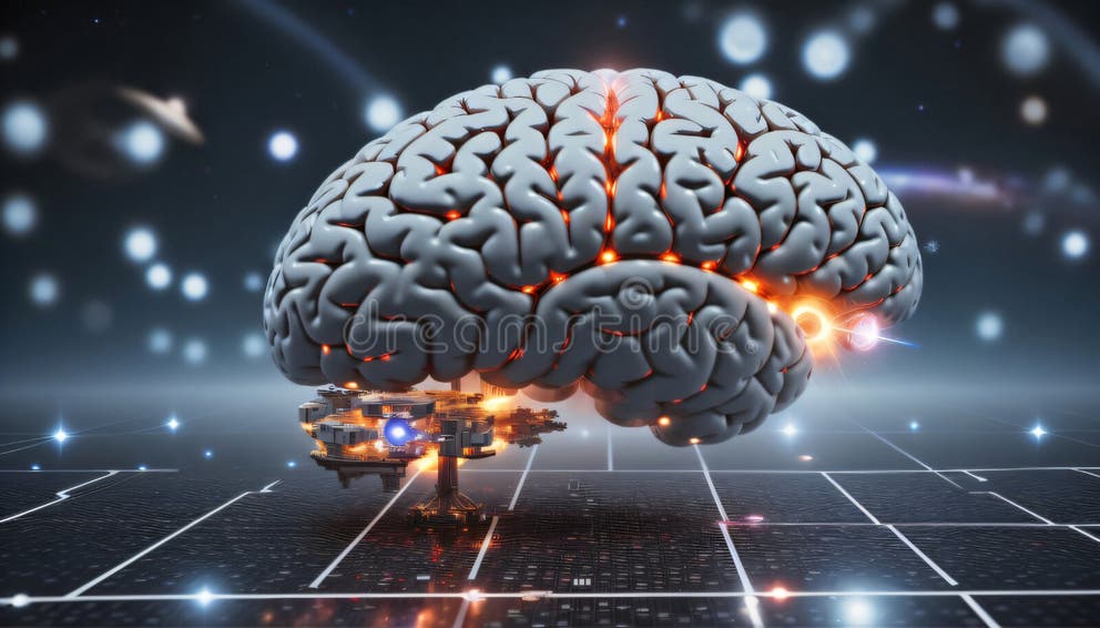 3d Rendered Illustration of Human Brain with Face Artificial ...