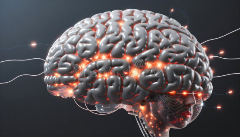 3d Rendered Illustration of Human Brain with Face Artificial ...