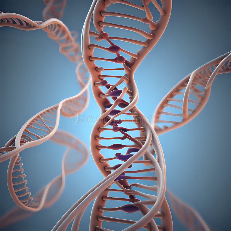 3D Rendered Illustration of Human DNA Strands - Generated by Ai Stock ...