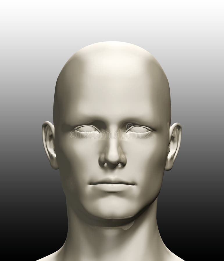 Conceptual 3D Wireframe Human Male or Man Face or Head Stock ...