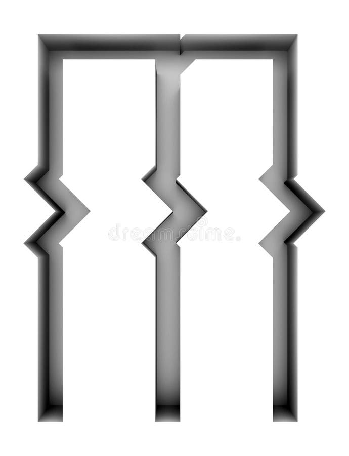 3D Rendered Illustration.Indented Letter Isolated on White Background ...