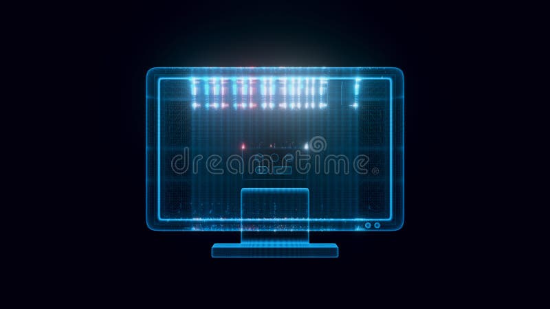 3d Rendered Illustration of Lcd Led Tv Hologram Front View Stock ...