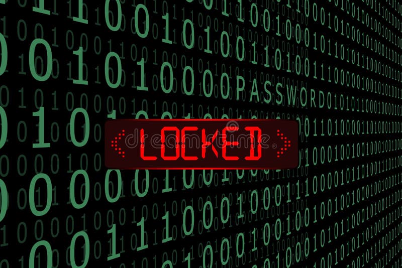 3D Rendered Illustration of a Locked System with a Binary Code Stock ... 3D Rendered Illustration of a Locked System with a Binary Code Stock ...