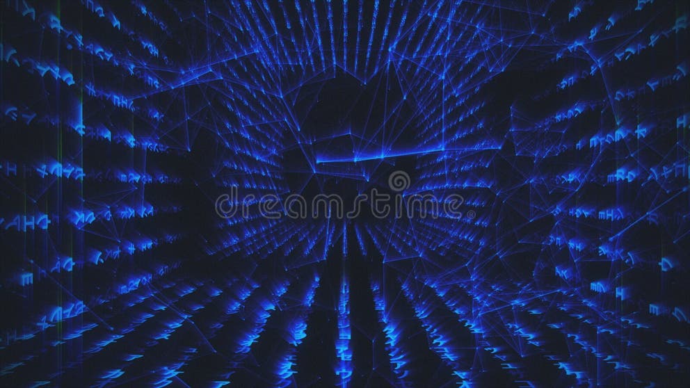 3d Rendered Illustration of Matrix Codes Wall Stock Illustration ...