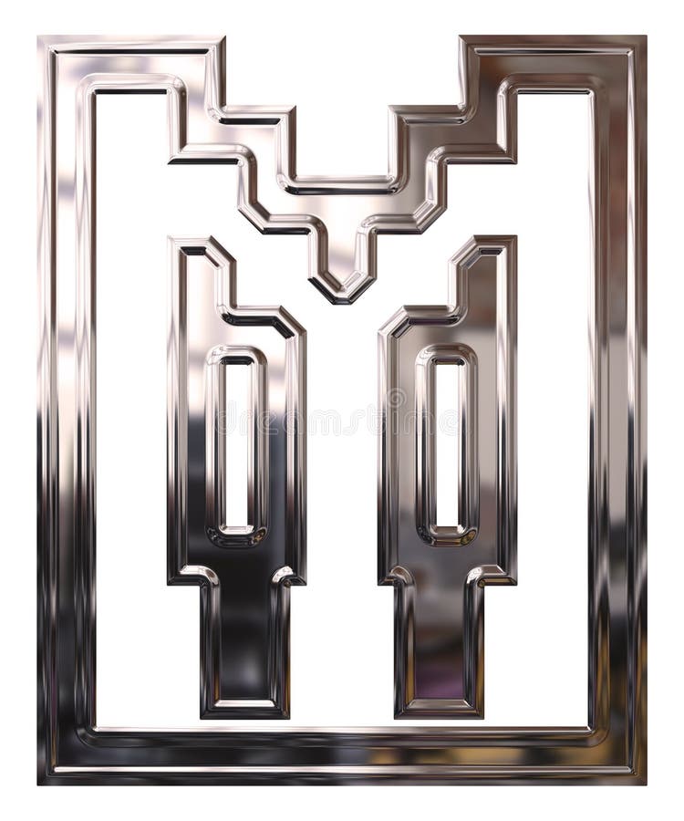 3D Rendered Illustration.Metallic Embossed Letter on White Background ...