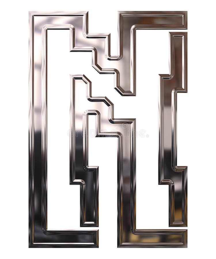 3D Rendered Illustration.Metallic Embossed Letter on White Background ...