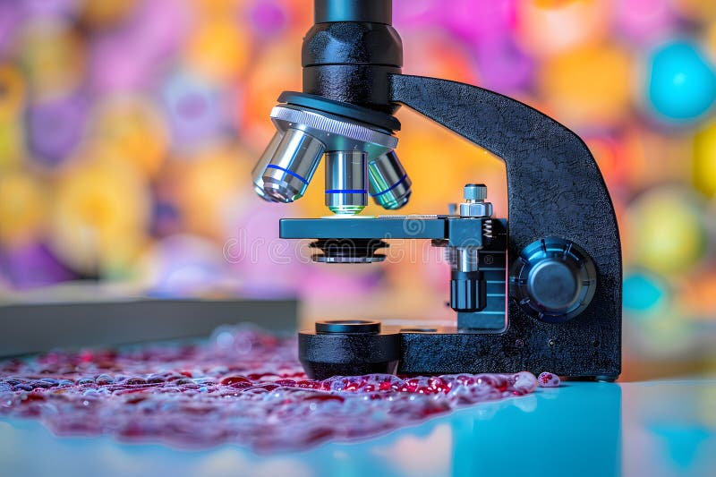 A 3D Rendered Illustration of a Microscope Set Against a Solid Color ...