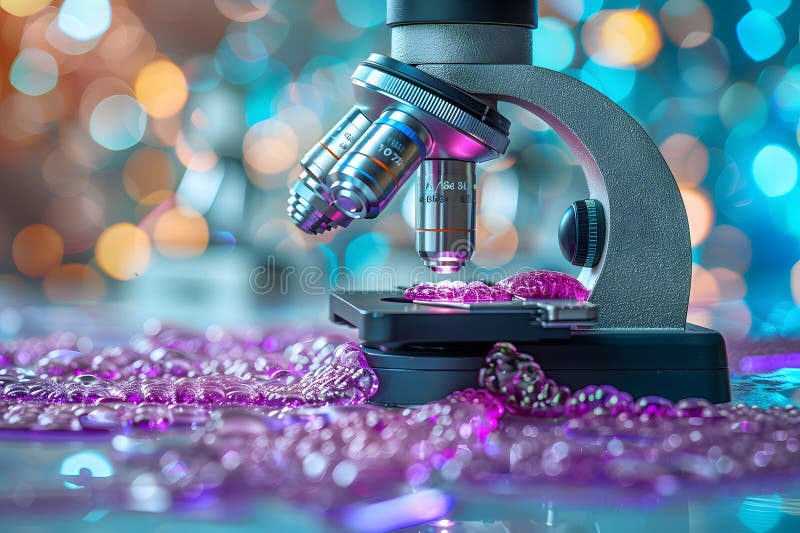 A 3D Rendered Illustration of a Microscope Set Against a Solid Color ...