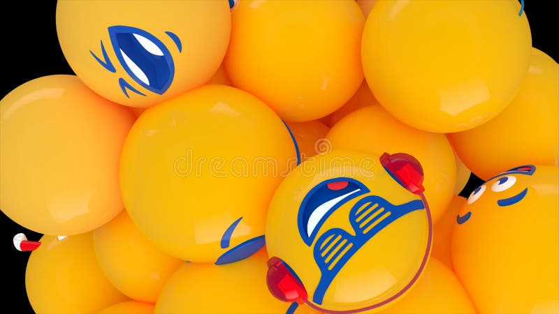 3d Rendered Illustration of Multiple 3d Emoticons Stock Illustration ...