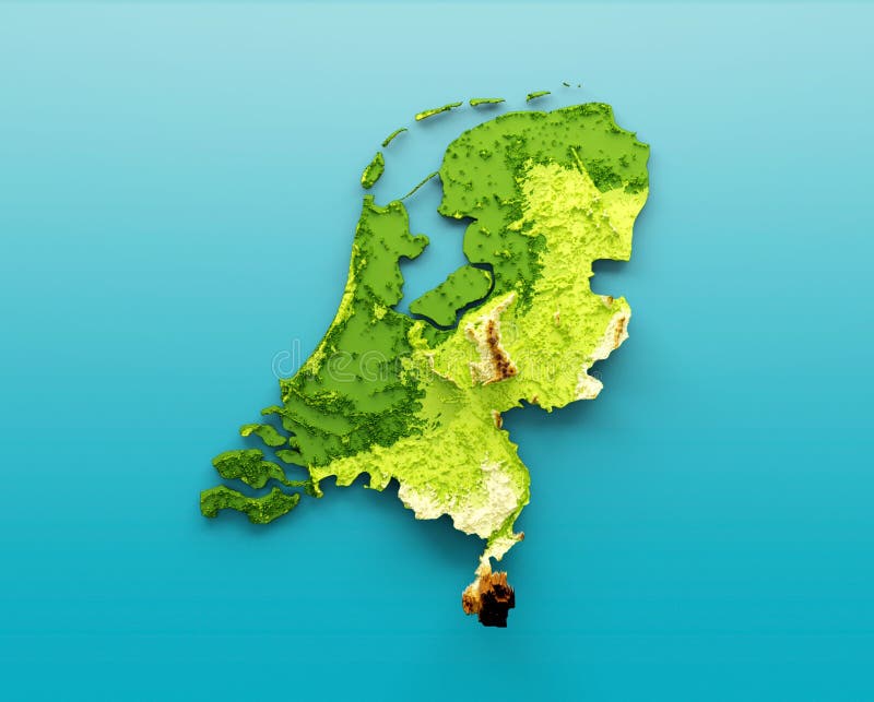3d Rendered Illustration of a Netherlands Map Surrounded by Water Stock ...