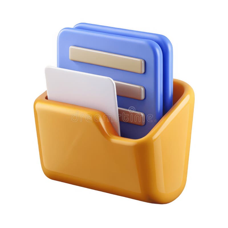 3D Rendered Illustration of an Orange File Folder with Blue and White ...