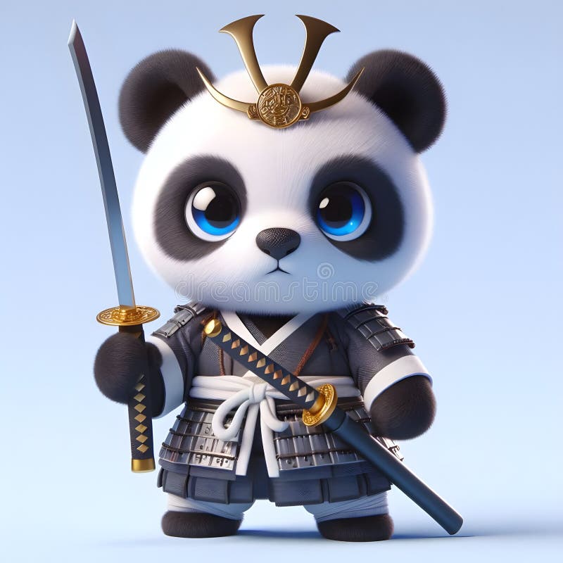 3d Rendered Illustration of a Panda Samurai with a Sword in His Hand ...