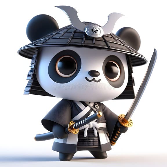 3d Rendered Illustration of a Panda Samurai with a Sword in His Hand ...
