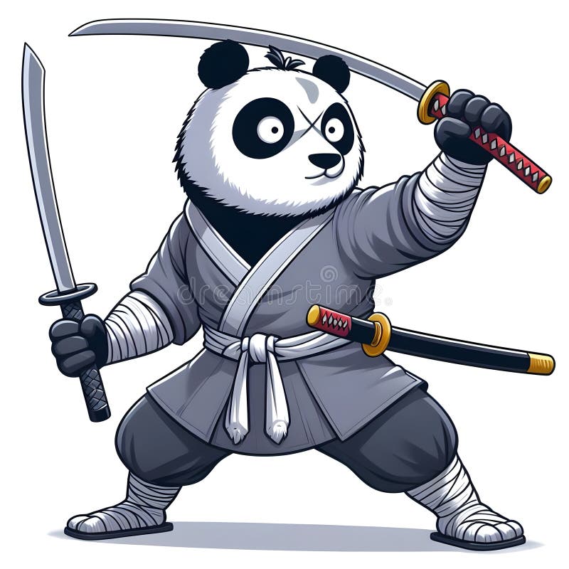 3d Rendered Illustration of a Panda Samurai with a Sword in His Hand ...