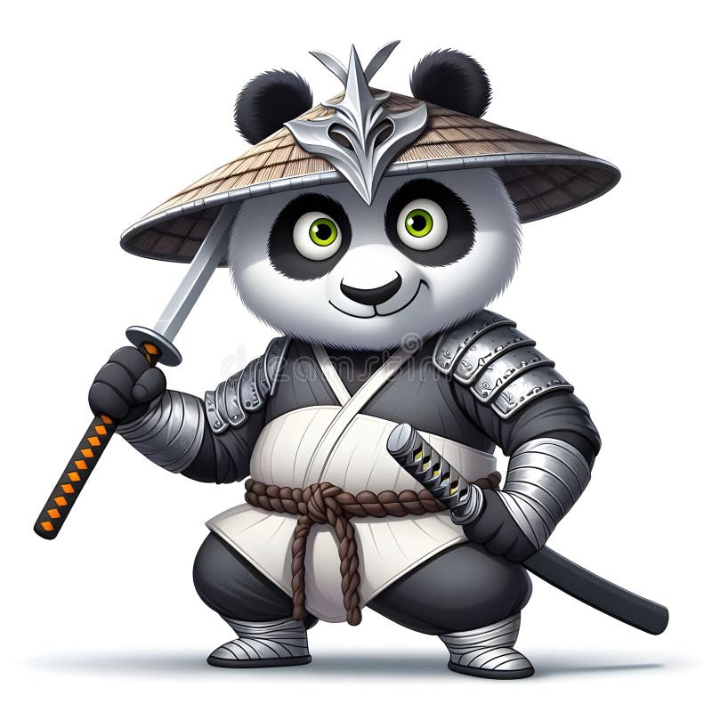 3d Rendered Illustration of a Panda Samurai with a Sword in His Hand ...