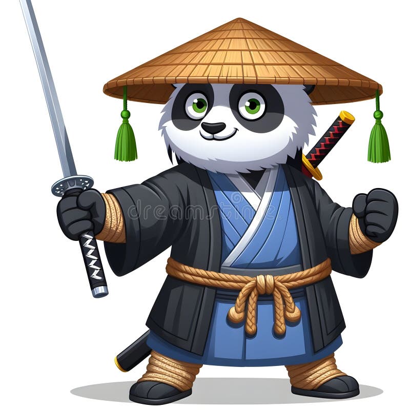 3d Rendered Illustration of a Panda Samurai with a Sword in His Hand ...