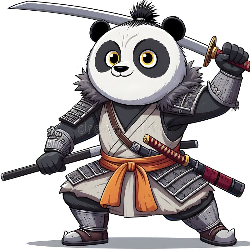 3d Rendered Illustration of a Panda Samurai with a Sword in His Hand ...