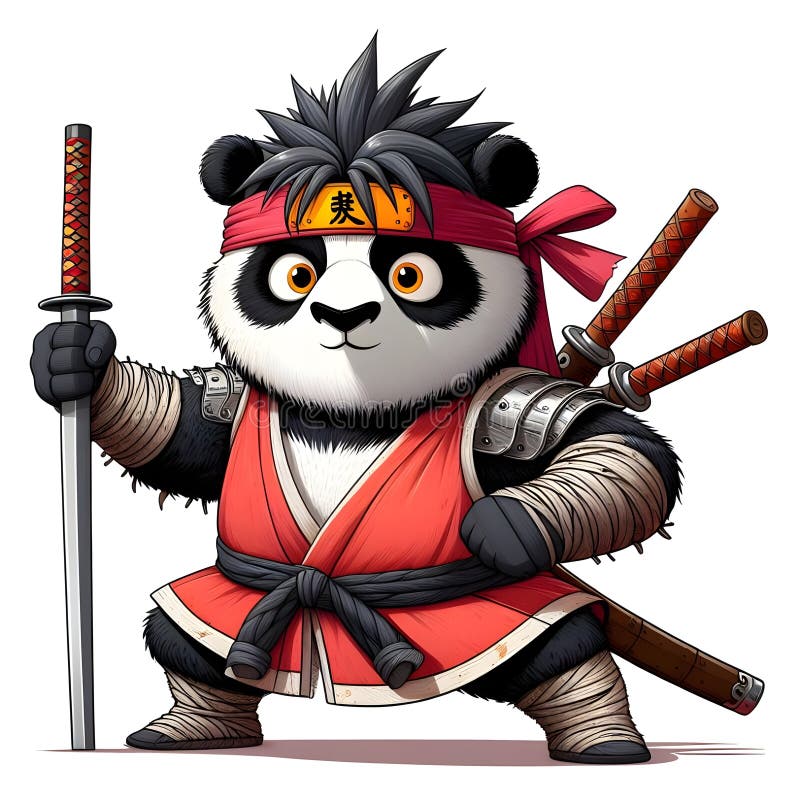 3d Rendered Illustration of a Panda Samurai with a Sword in His Hand ...