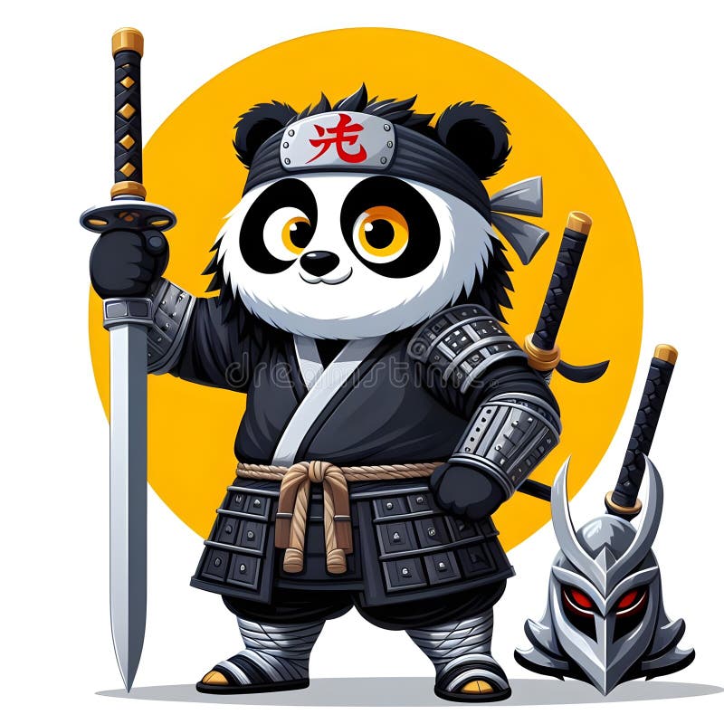 3d Rendered Illustration of a Panda Samurai with a Sword in His Hand ...
