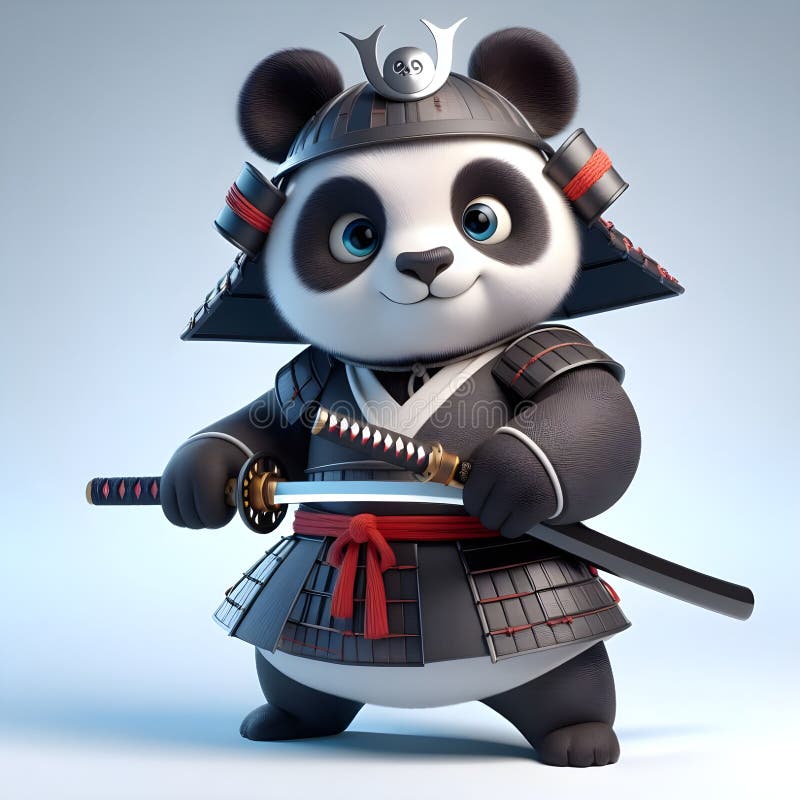 3d Rendered Illustration of a Panda Samurai with a Sword in His Hand ...