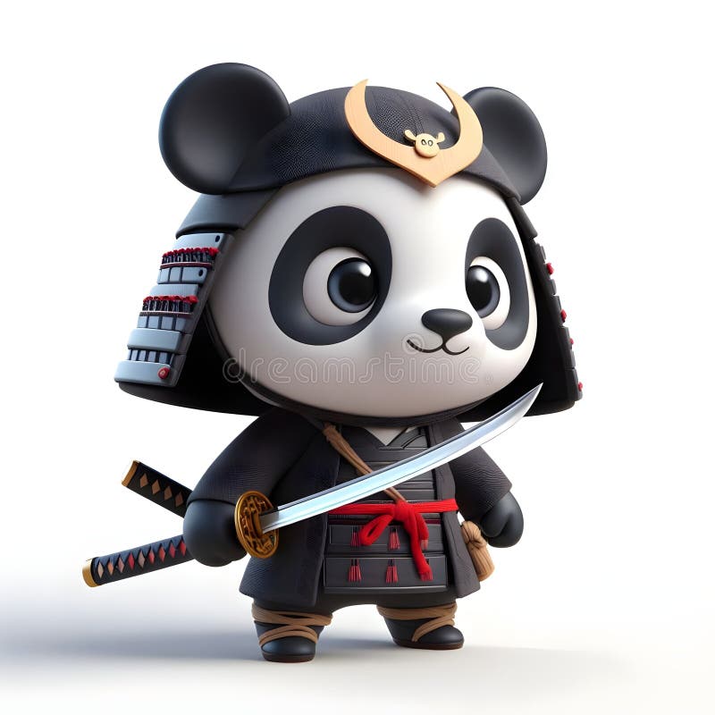 3d Rendered Illustration of a Panda Samurai with a Sword in His Hand ...