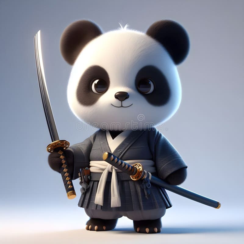3d Rendered Illustration of a Panda Samurai with a Sword in His Hand ...