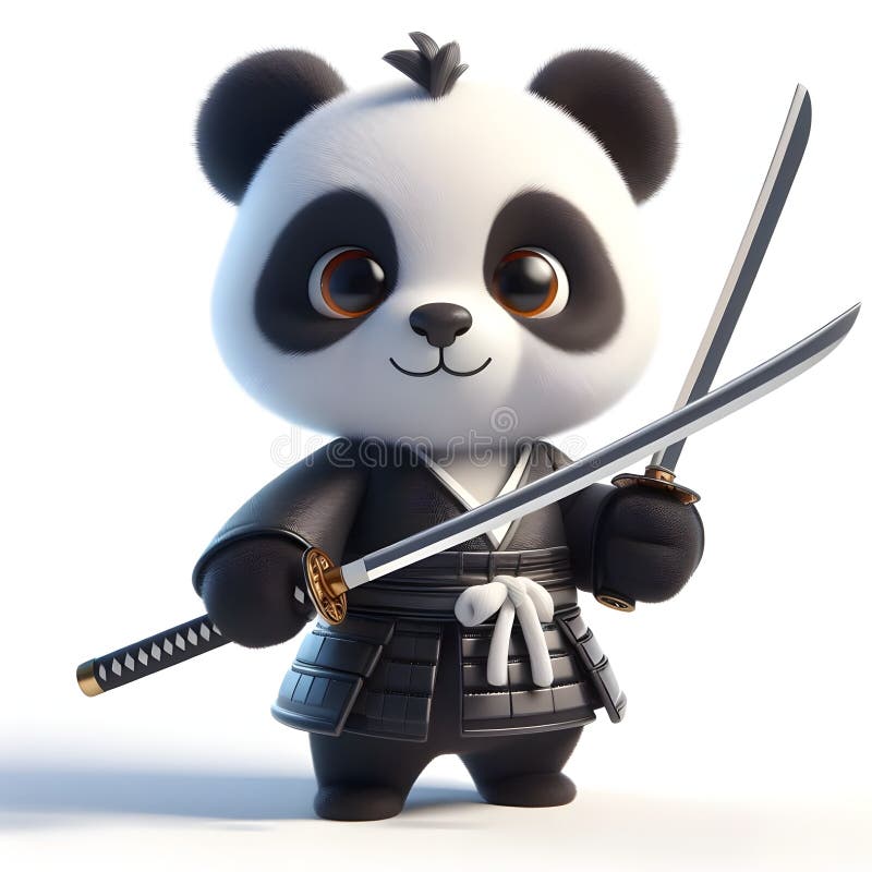 3d Rendered Illustration of a Panda Samurai with a Sword in His Hand ...