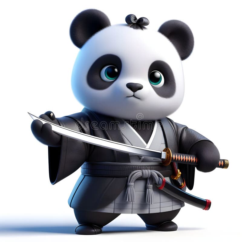 3d Rendered Illustration of a Panda Samurai with a Sword in His Hand ...