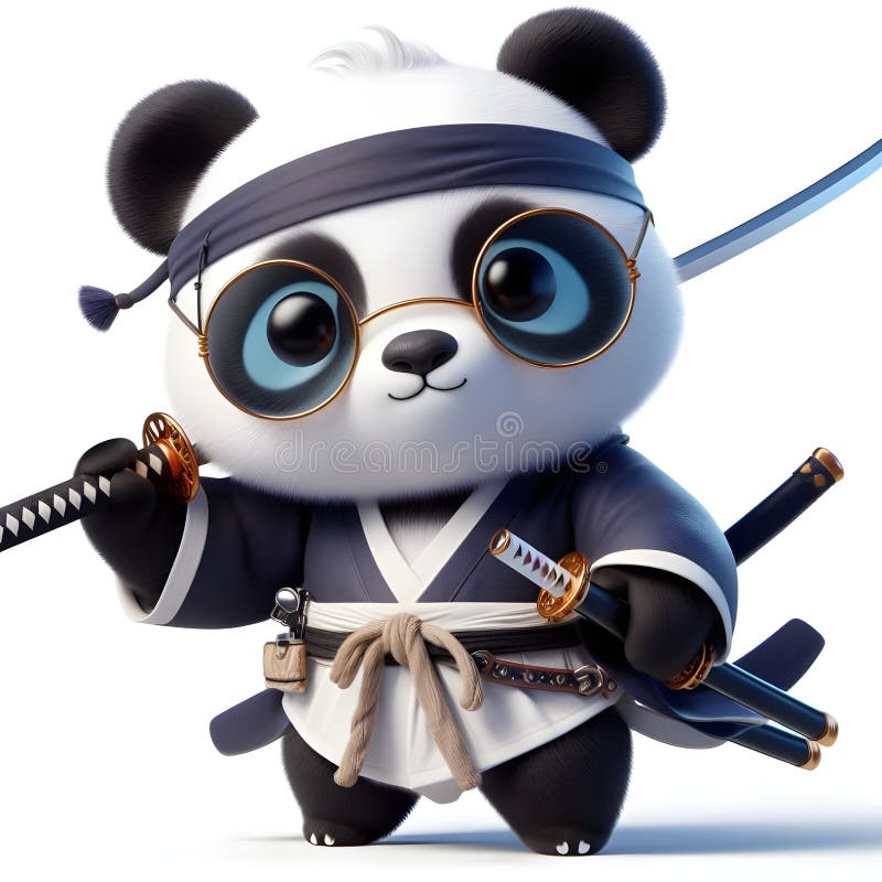 3d Rendered Illustration of a Panda Samurai with a Sword in His Hand ...