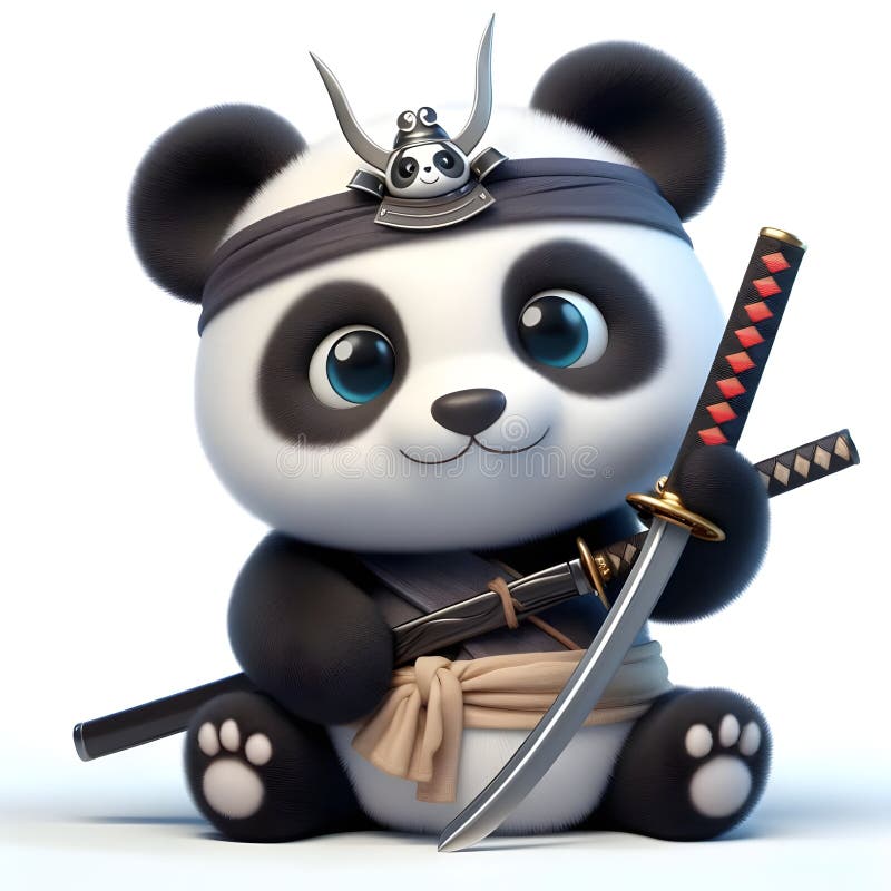 3d Rendered Illustration of a Panda Samurai with a Sword in His Hand ...