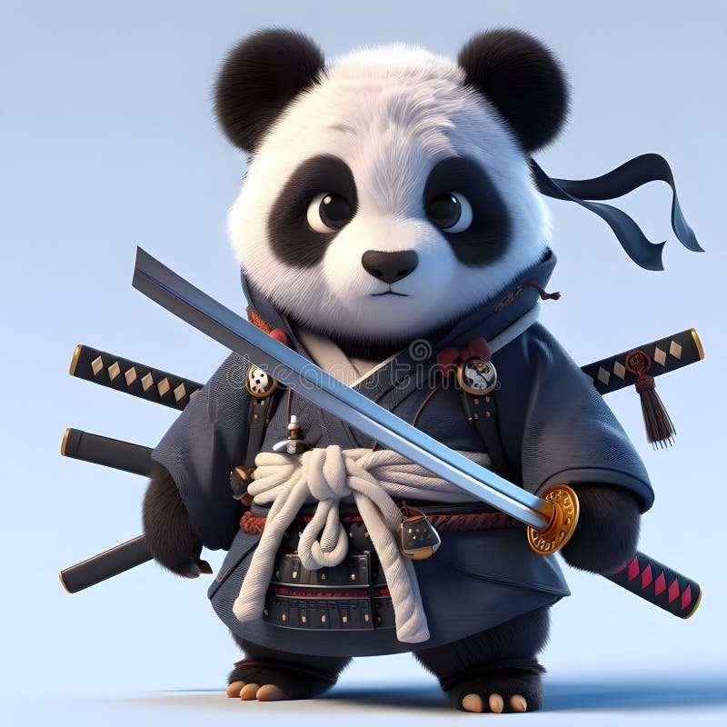 3d Rendered Illustration of a Panda Samurai with a Sword in His Hand ...