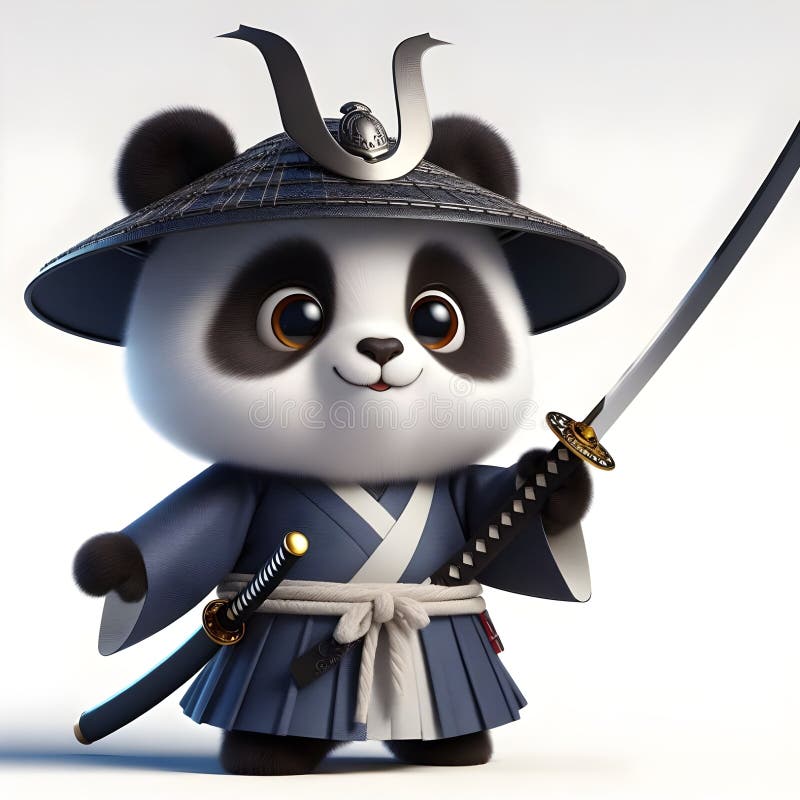 3d Rendered Illustration of a Panda Samurai with a Sword in His Hand ...
