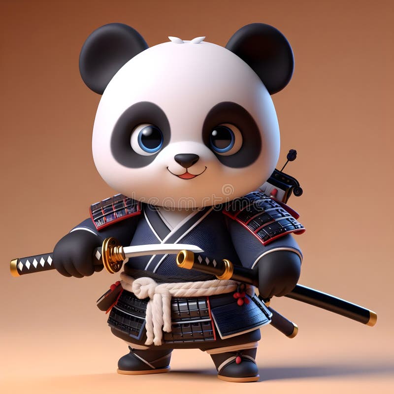 3d Rendered Illustration of a Panda Samurai with a Sword in His Hand ...