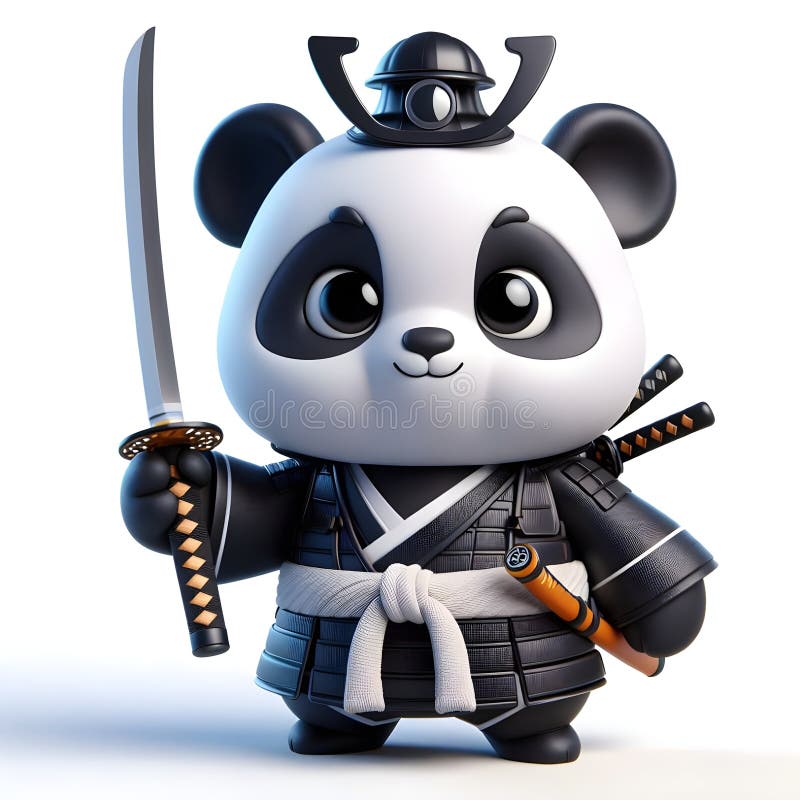 3d Rendered Illustration of a Panda Samurai with a Sword in His Hand ...